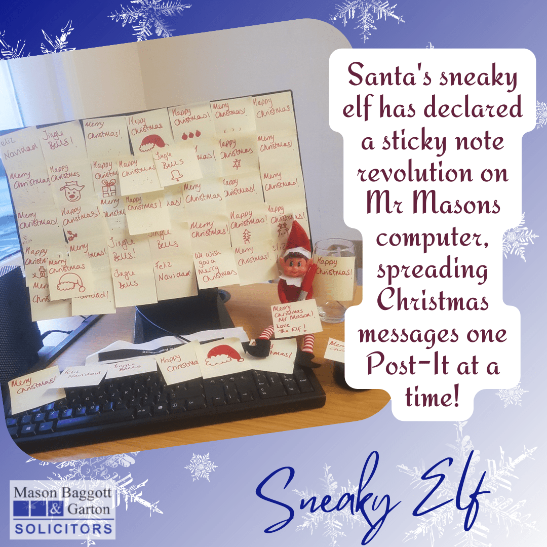 Elf getting busy with post-its | LAWLINCS
